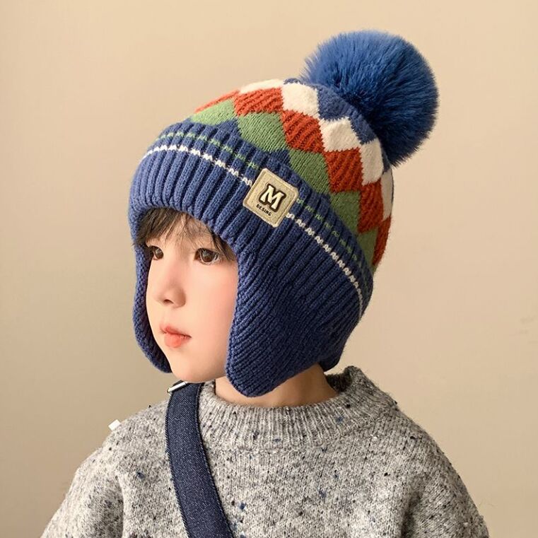 Children's Thick Knitted Woolen Ear Protection Winter Cap – Accessories ...
