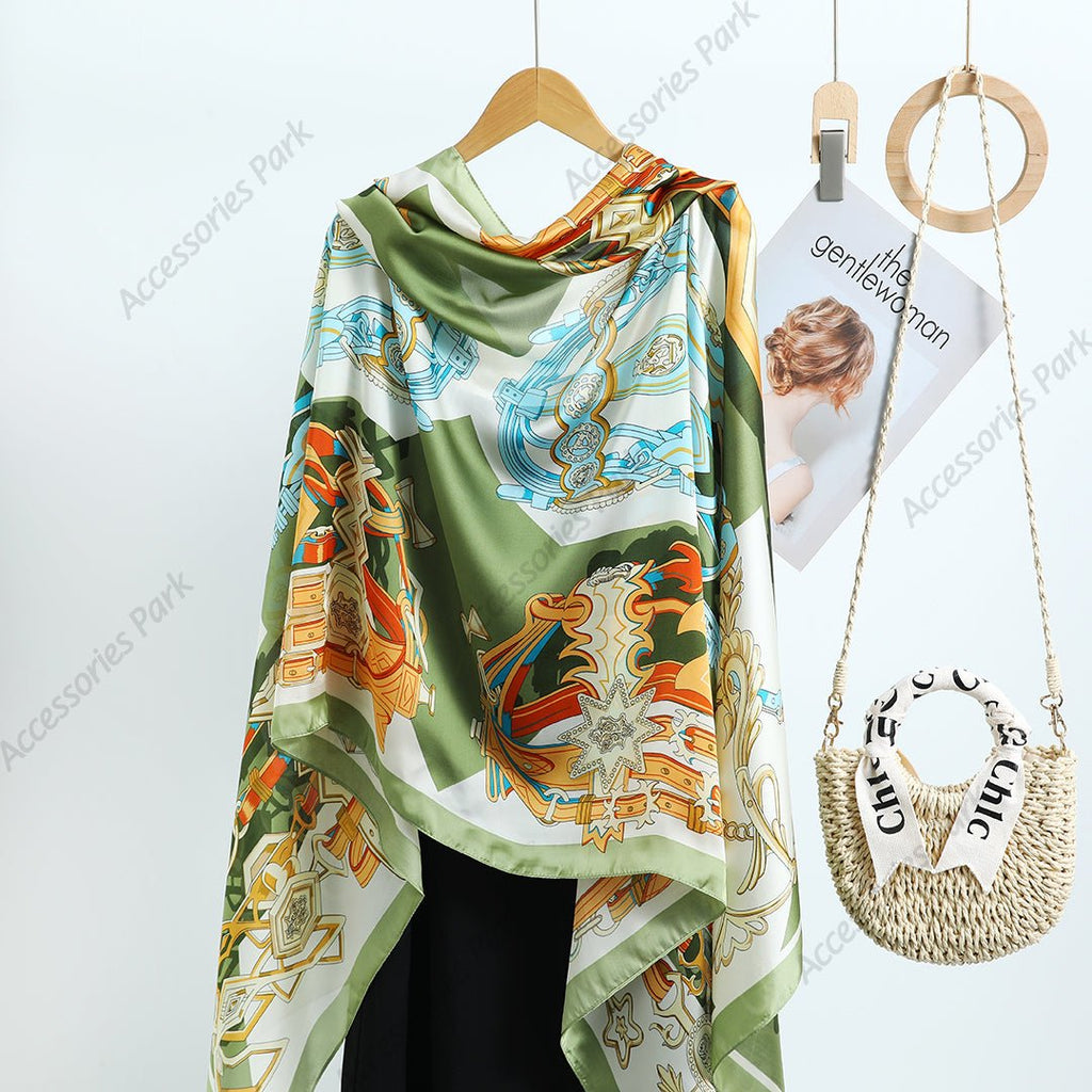 European Style Royal Design Satin Silk Scarf – Accessories Park